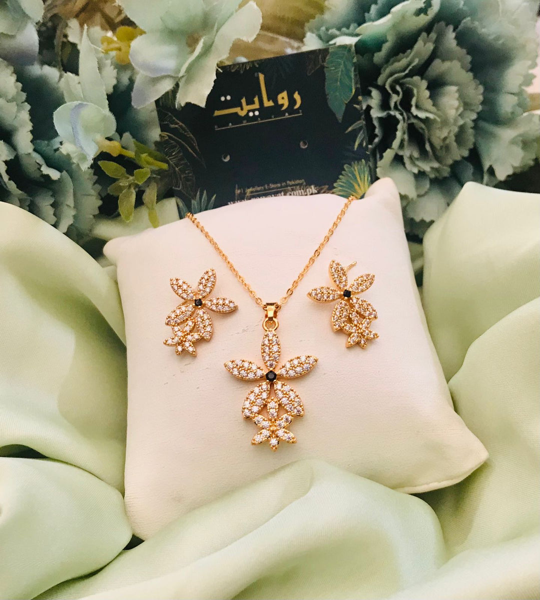 Zircon Locket Set-24 (Black)– Rawayat Jewellery