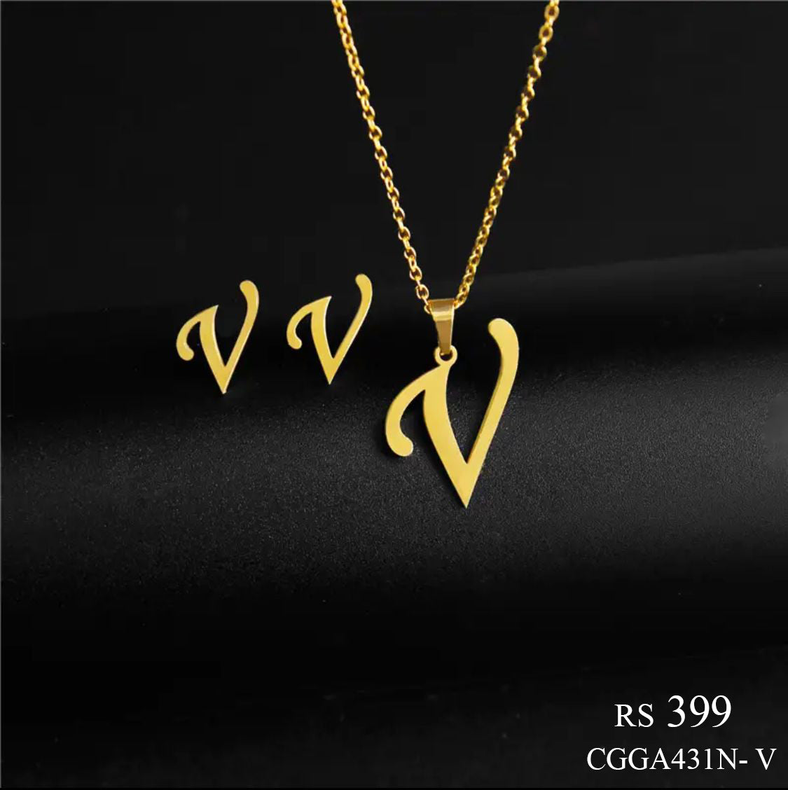Alphabet Locket Set (V)– Rawayat Jewellery