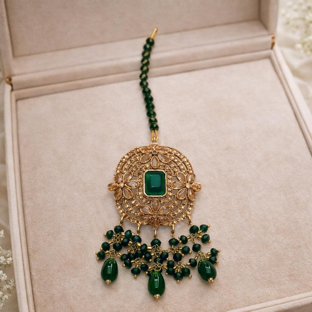 Hand Made Rajwadi Bridal Set-06 (Green) – Rawayat Jewellery